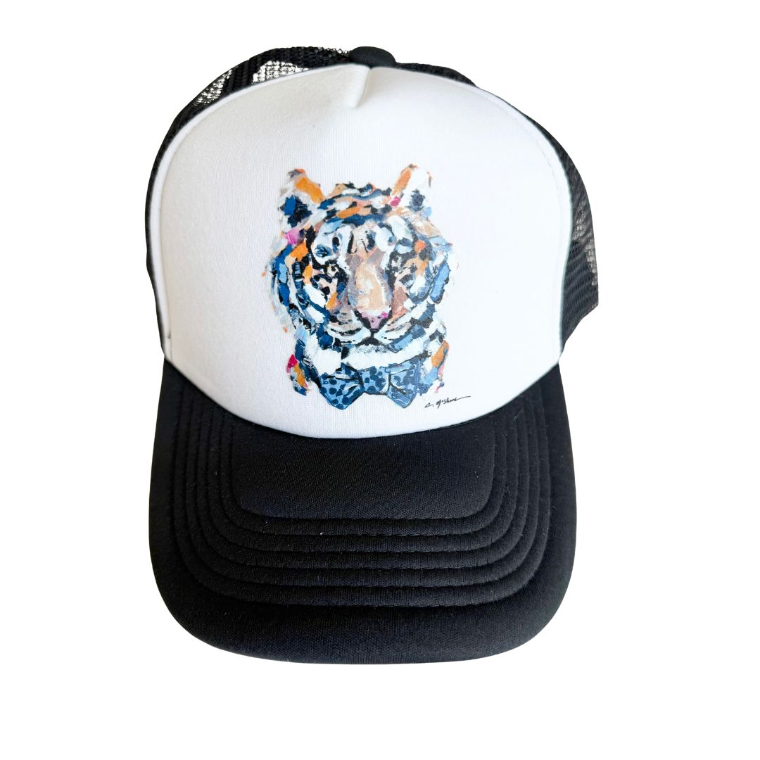 "Tiger Blues Bow Tie" Trucker Hat – Chelsea McShane Art