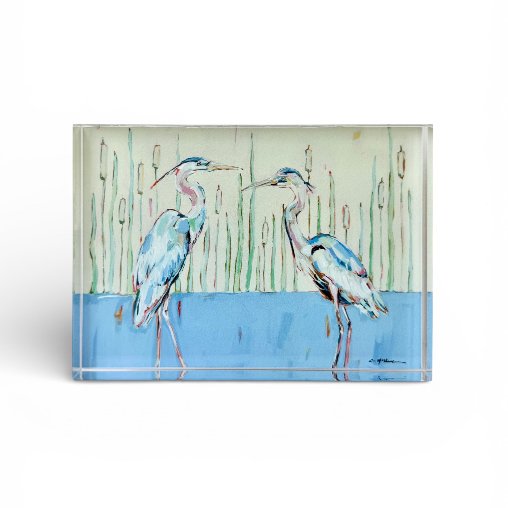 "Blue Herons" acrylic block – Chelsea McShane Art